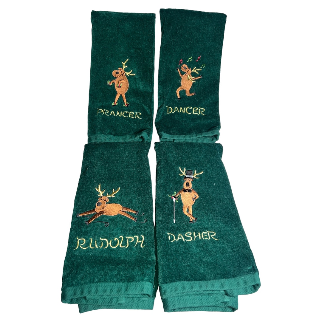 1978 Grand Prix by Avanti Reindeer Hand Towels Lot of 4 Christmas ...