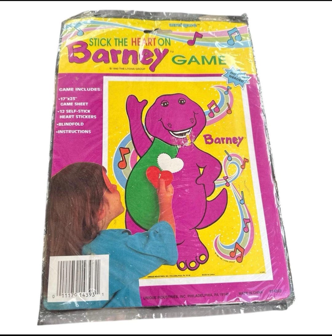 Vintage Barney Party Game Stick the Heart on Barney Sealed NOS - Etsy ...