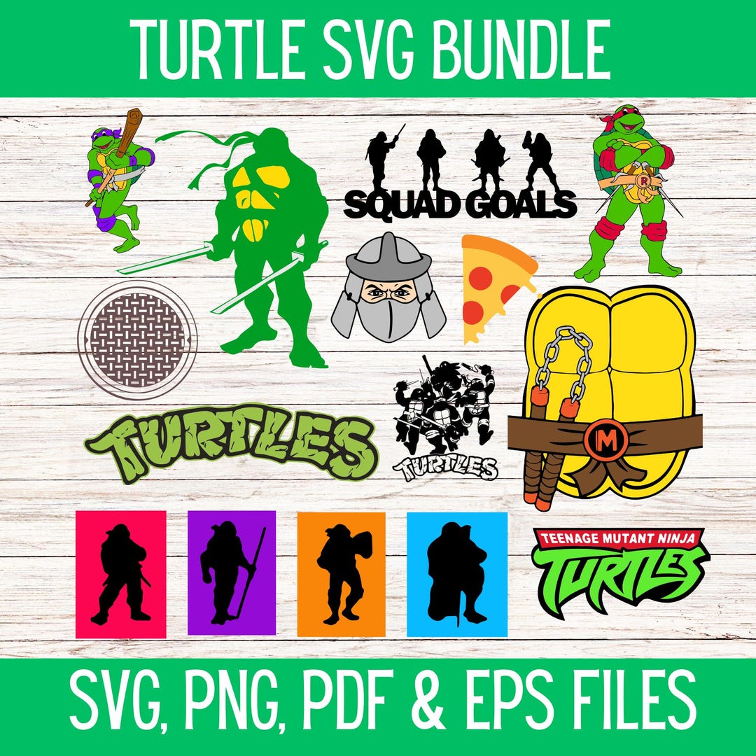 Cartoon Turtle Svg/png Digital File Bundle, Crafting - Etsy