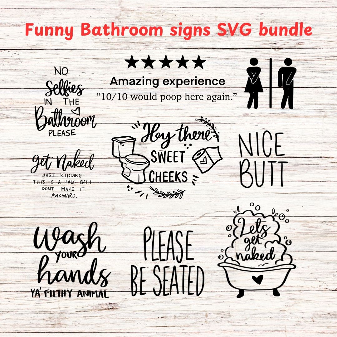 Funny Bathroom Svg Bundle, Toilet Svg/png, Cricut, Silhouette, Cutting ...