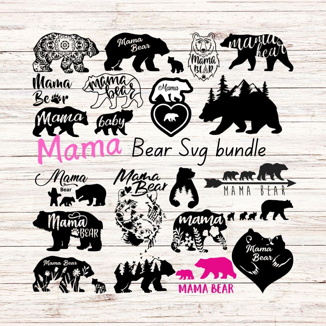 Cute Mama Bear SVG/PNG Digital File Bundle, Cutting Machines Cricut ...