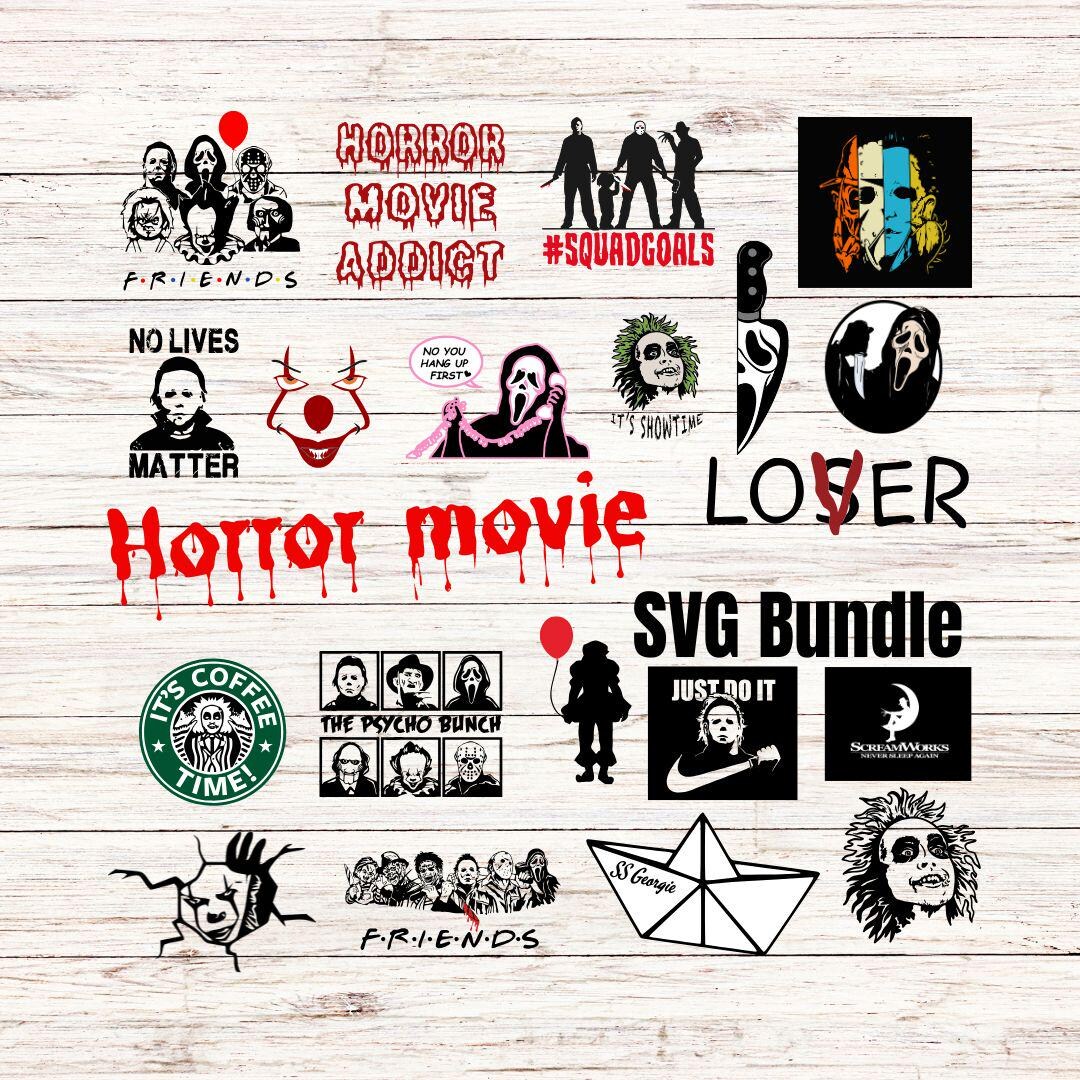 Horror Movie SVG/PNG Digital Files Bundle, Cutting Machine Cricut ...