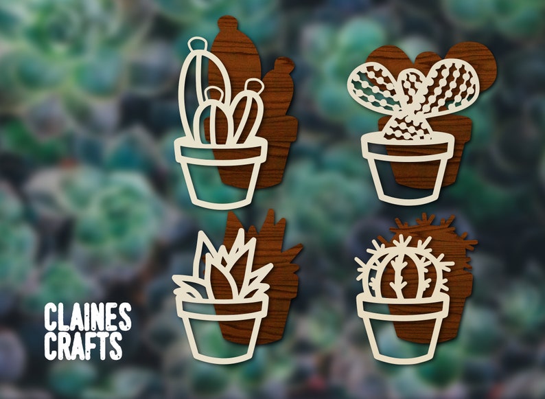 Layered Cactus SVG Bundle | Potted Cactus Laser File | Succulent Plant ...