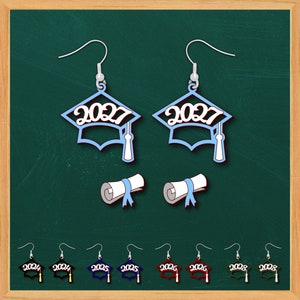 2025 Graduation Earrings SVG | Grad Cap & Diploma Earring Cut Files ...