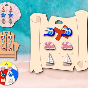 Beach Earrings SVG | Ocean Earrings Laser File | Stud Earrings SVG ...