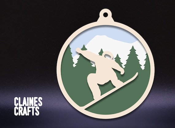 Snowboard Christmas Ornament SVG Snowboarding Christmas - Etsy