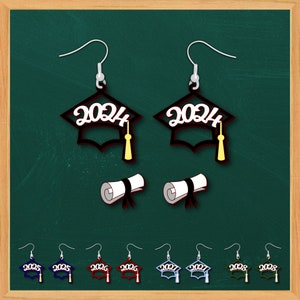 2025 Graduation Earrings SVG | Grad Cap & Diploma Earring Cut Files ...