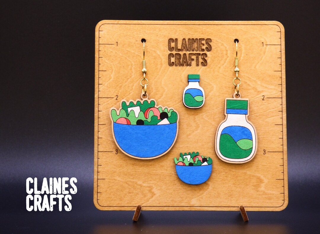 Salad & Ranch Dressing Earrings SVG | Stud/dangle Earrings Laser File ...