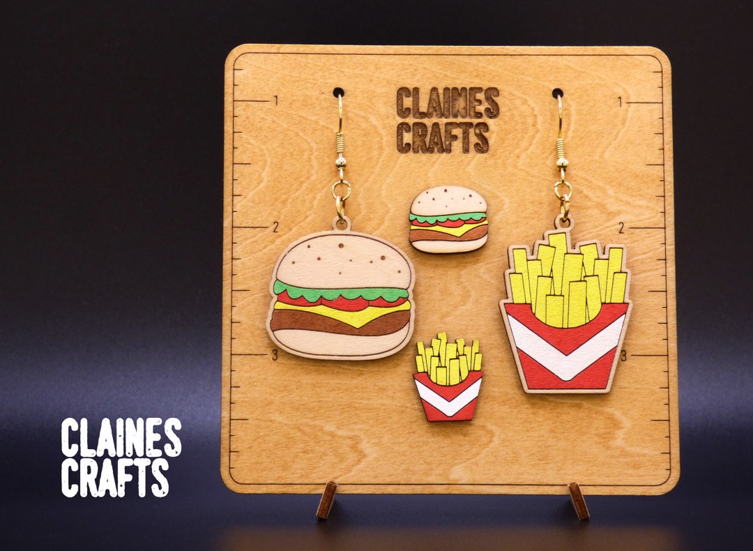 Burger & Fries Earrings SVG | Stud/dangle Earrings Laser File | Food ...