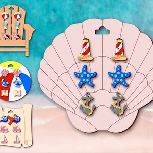 Beach Earrings SVG | Ocean Earrings Laser File | Stud Earrings SVG ...