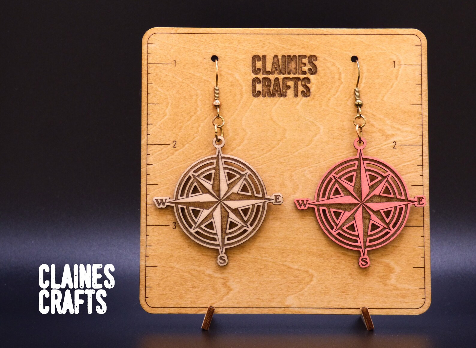 Compass Earrings SVG | Compass Rose Earrings Laser File | Dangle ...