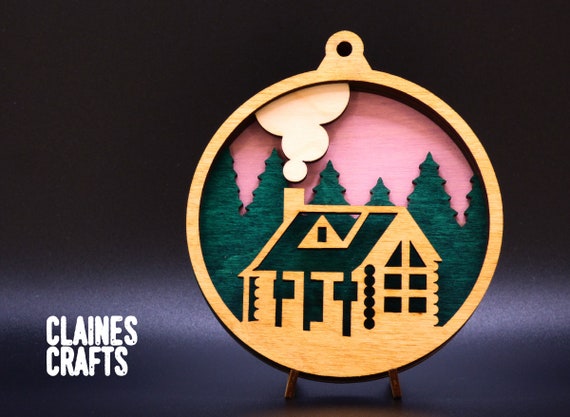 Cabin Christmas Ornament SVG Cabin in the Woods Laser File - Etsy