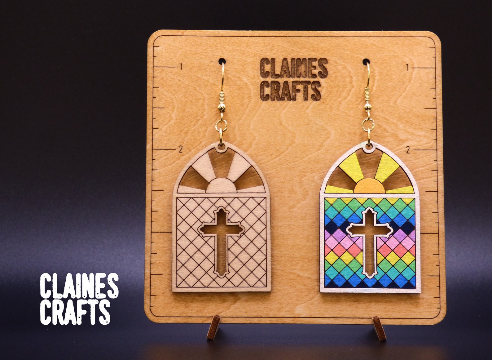 Stained Glass Window Earrings SVG | Easter Earrings Laser File | Cross ...