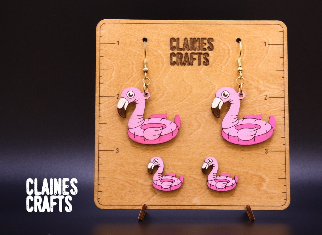 Flamingo Earring SVG Cut File | Flamingo Pool Floatie Laser File | Glowforge Files | Summer ...