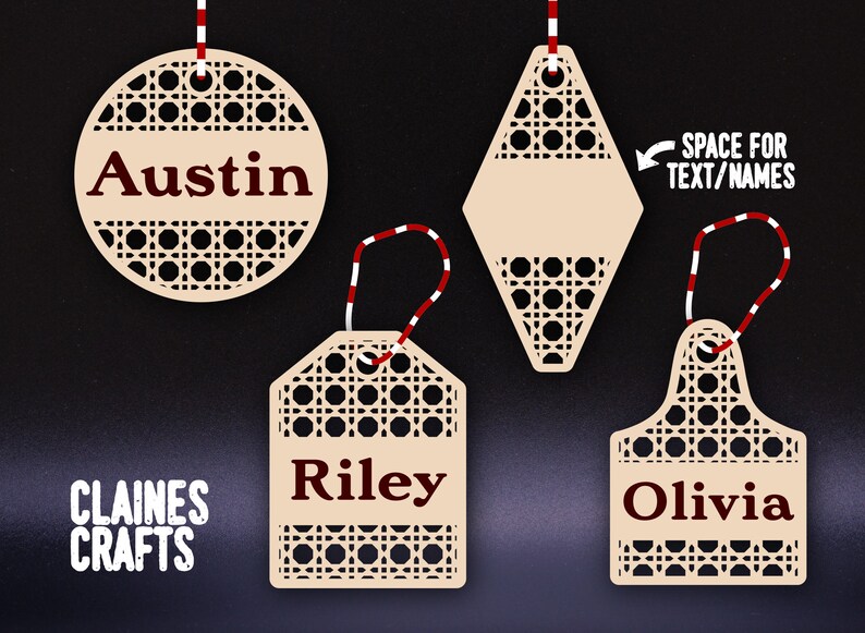 Christmas Gift Tag SVG | Rattan Tag Laser File Bundle | Christmas ...