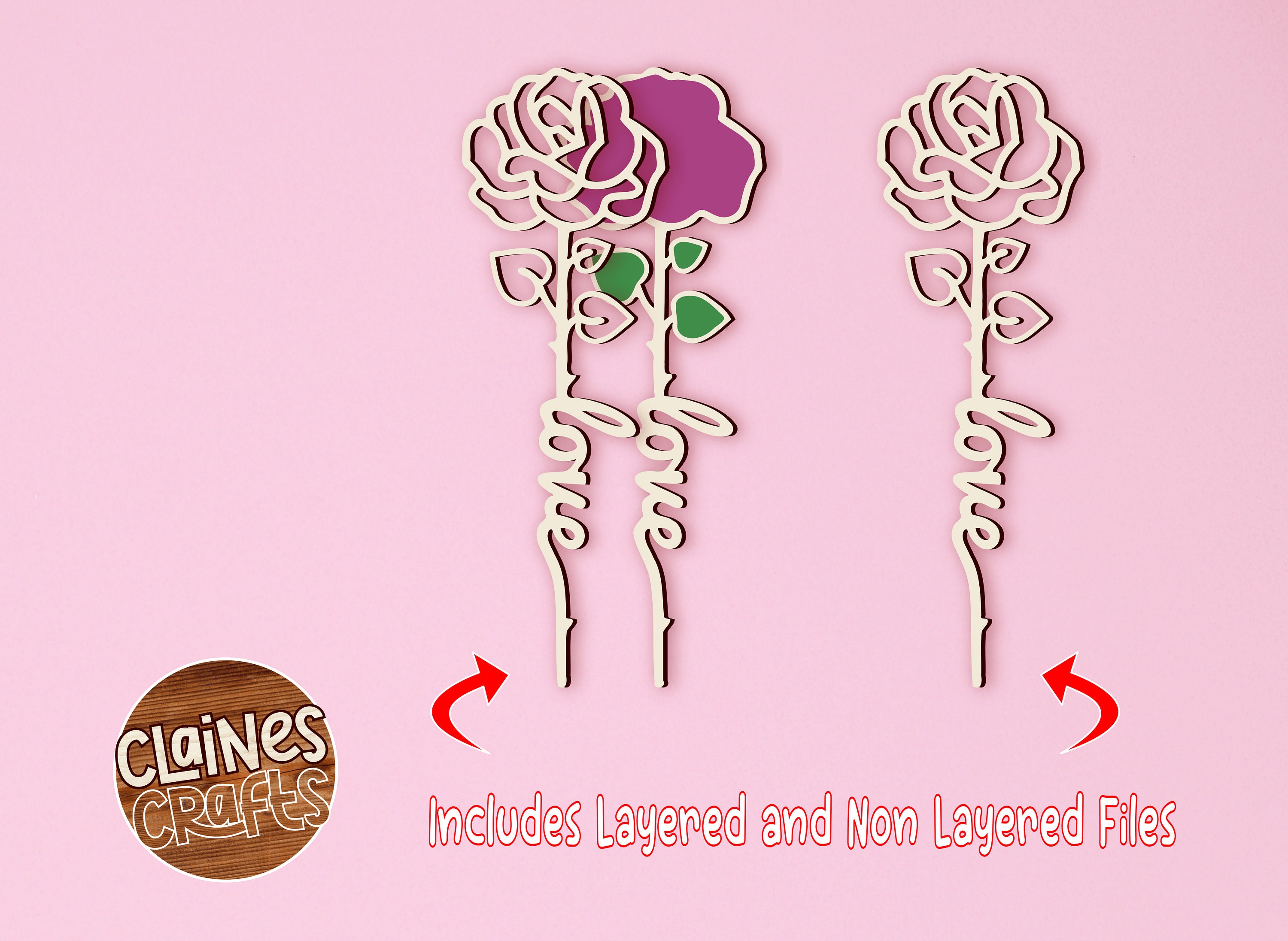 Mother's Day SVG Laser Cut File Glowforge Layered Rose | Etsy Canada