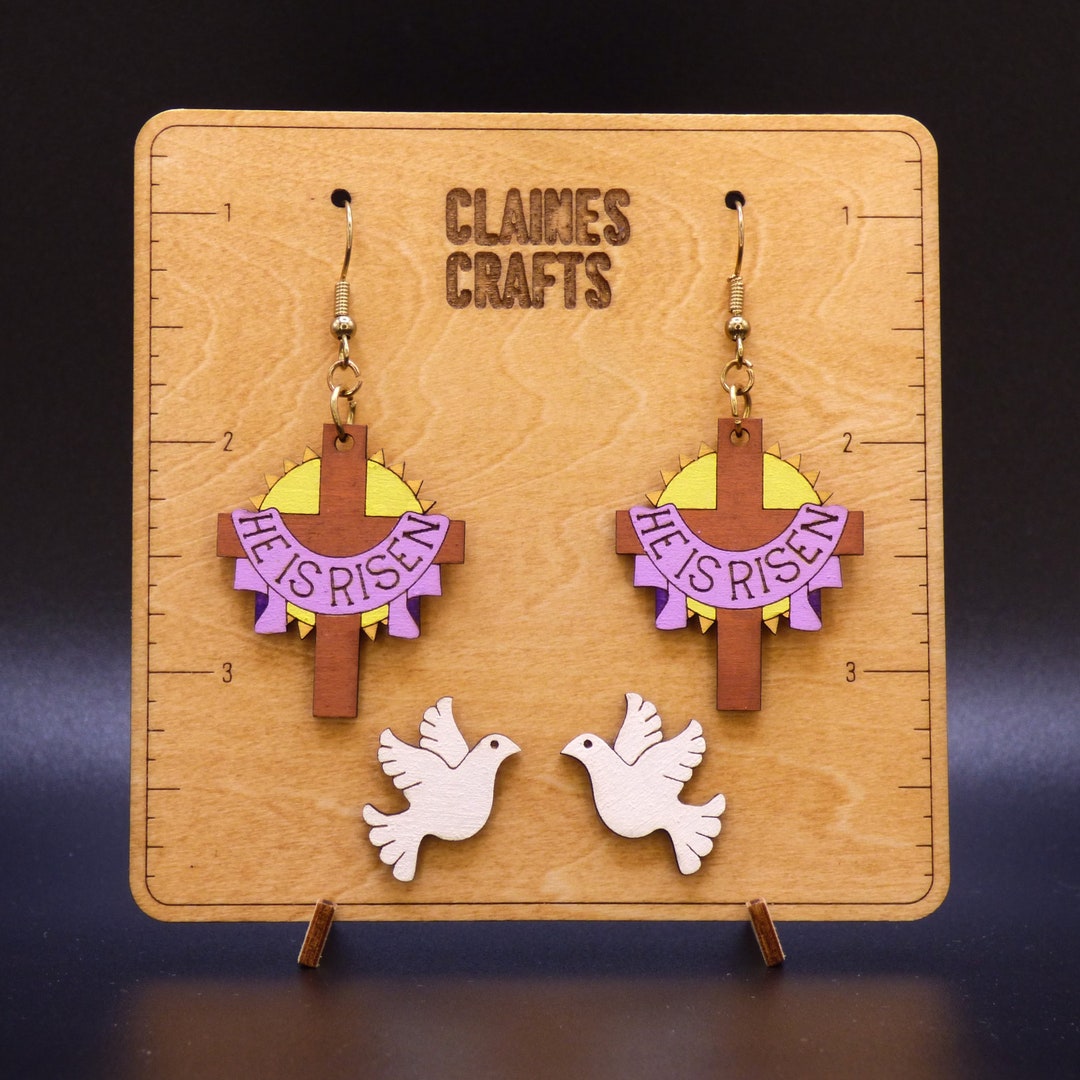 He is Risen Earrings SVG Cut File | Easter Earrings SVG | Easter Cross ...