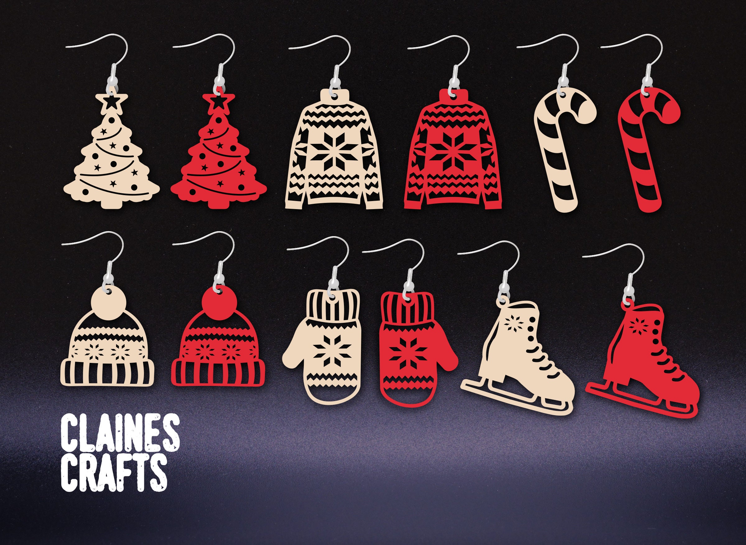 Christmas Earrings SVG Christmas Earring Laser File Bundle - Etsy