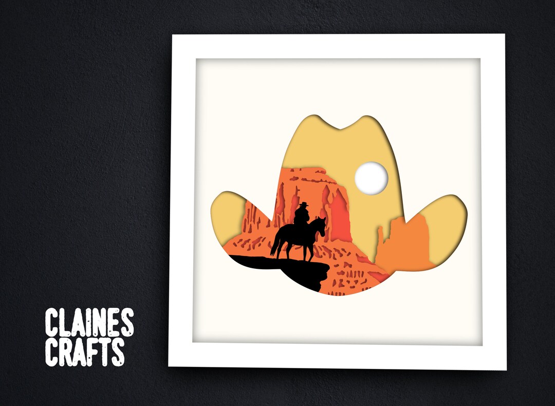 Cowboy Shadow Box SVG | Cricut & Silhouette | Wild West 3D Layered Wall ...