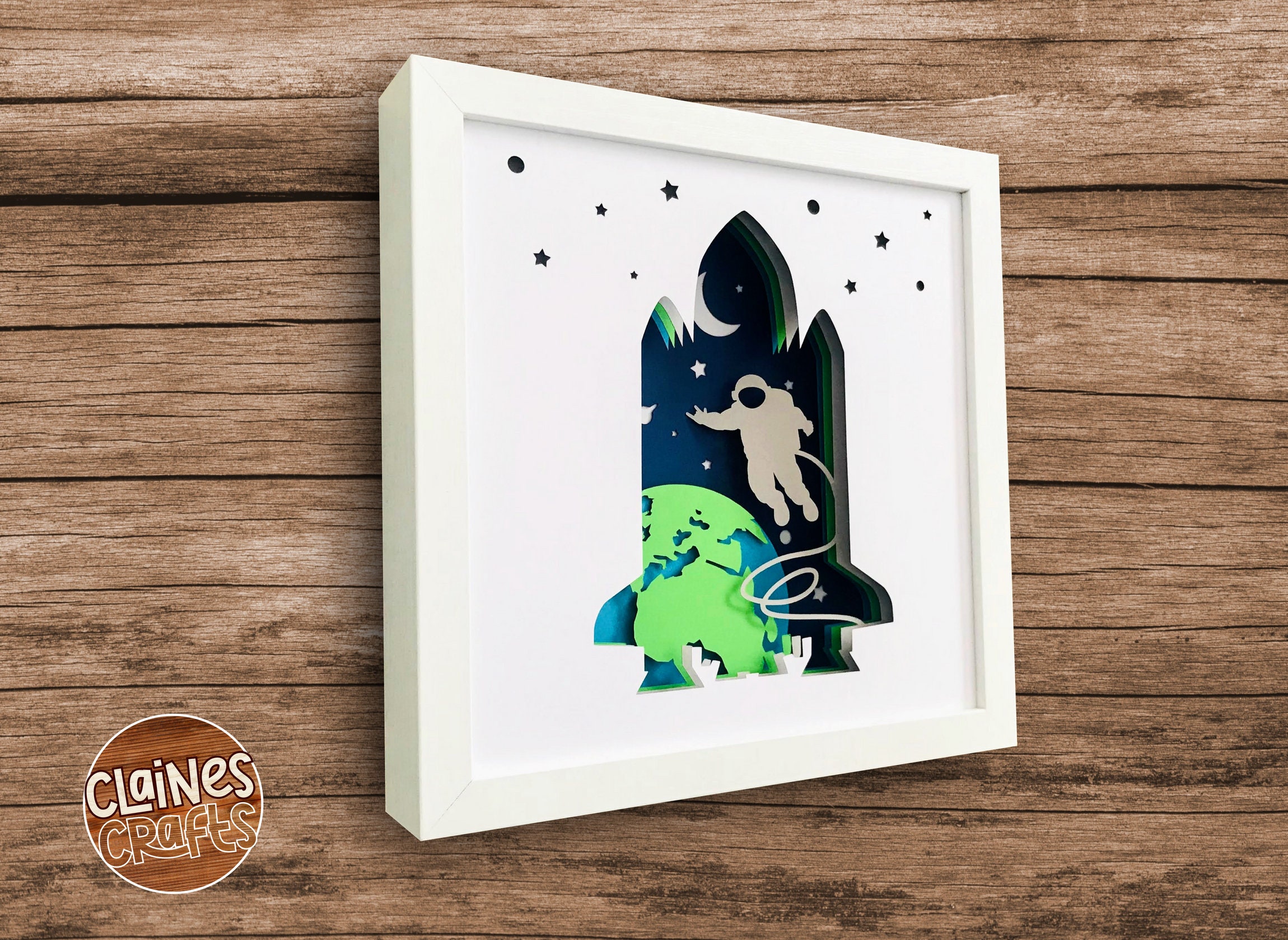 Outer Space Shadow Box SVG 3D Layered Astronaut Rocket Earth | Etsy UK