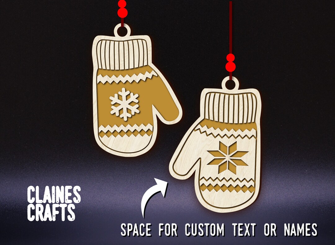 Mittens Christmas Ornament Laser File Glowforge SVG INSTANT DOWNLOAD - Etsy