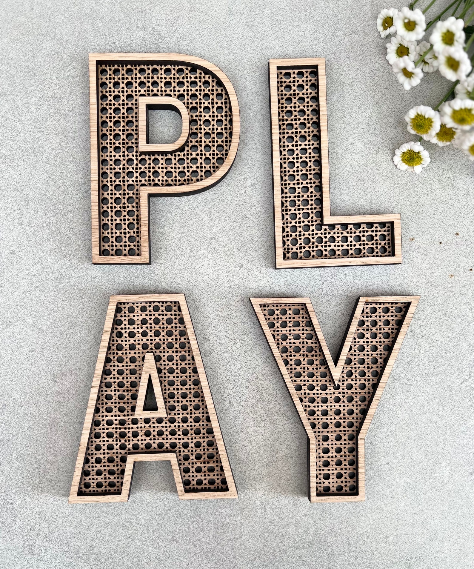 Rattan Alphabet Boho Nursery Decor Personalised Room Decor rattan ...