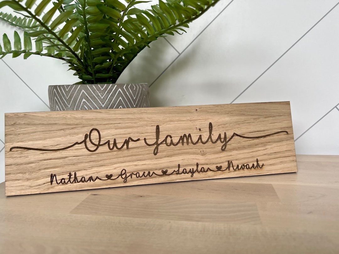 Personalised Engraved Oak Veneer Family Sign| Personalised Sign| Home ...