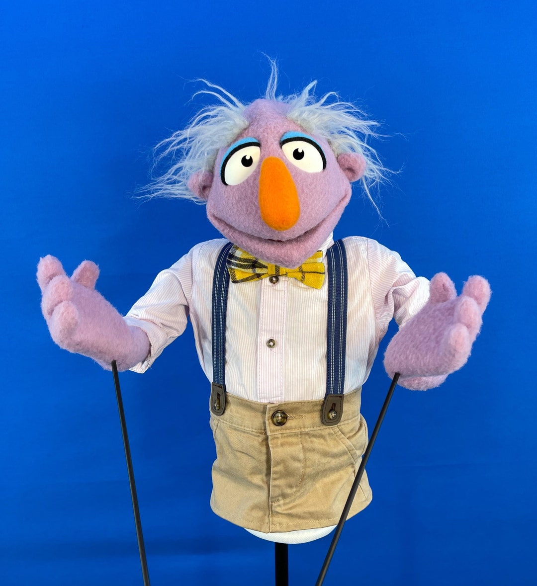 Professional Little Old Man Hand Puppet Muppet Inspired Mauve W/ Dual ...