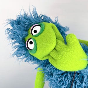 Professional Hand Puppet - Muppet Style Adorable Green & Blue Furry ...