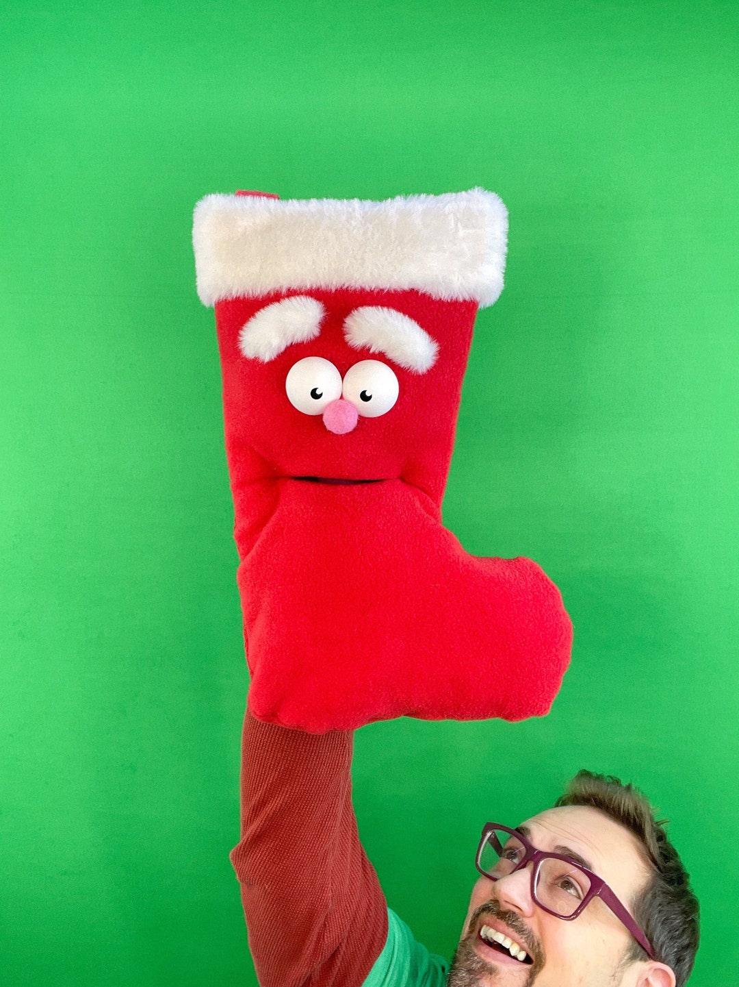 Professional Hand Puppet Christmas Stocking Talkin' Stockin' Wide Eyed ...