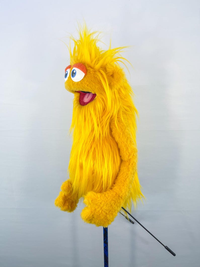 Professional Hand Puppet - Adorable Furry Yellow Monster - With Dual ...