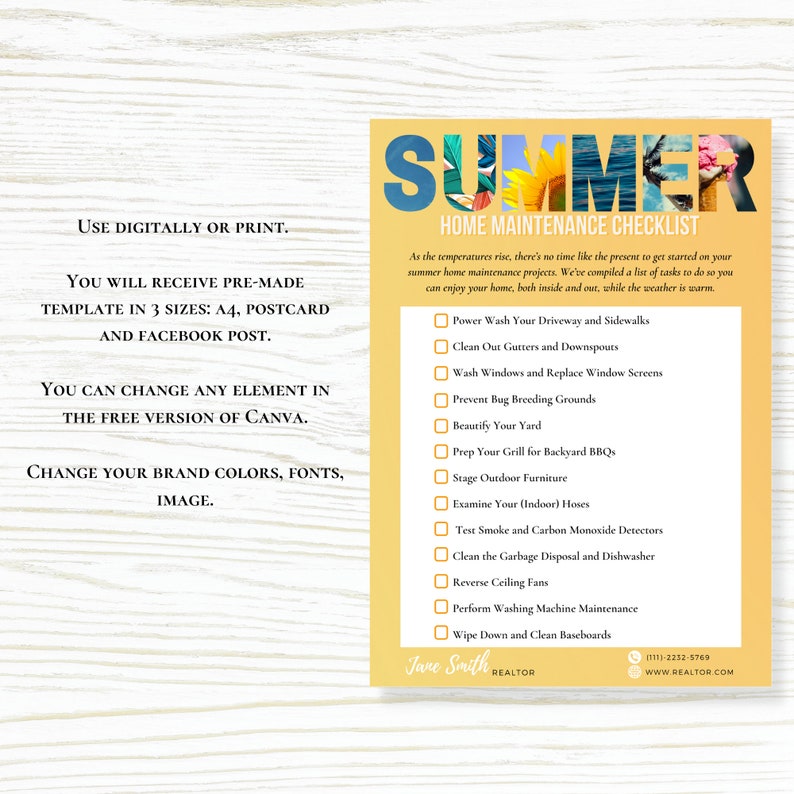Real Estate Summer Template Realtor Postcard Real Estate - Etsy