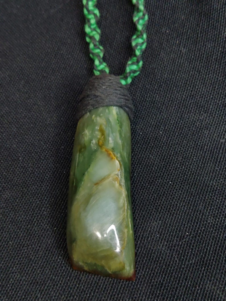 Handmade Jade Pendant, Green and Blue Cat's-eye Nephrite With Vulcan ...