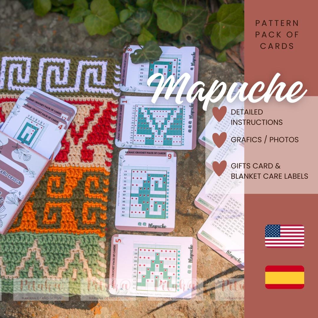Pattern Mosaic Crochet Mapuche Pack of Cards - Pattern Crochet Blanket ...