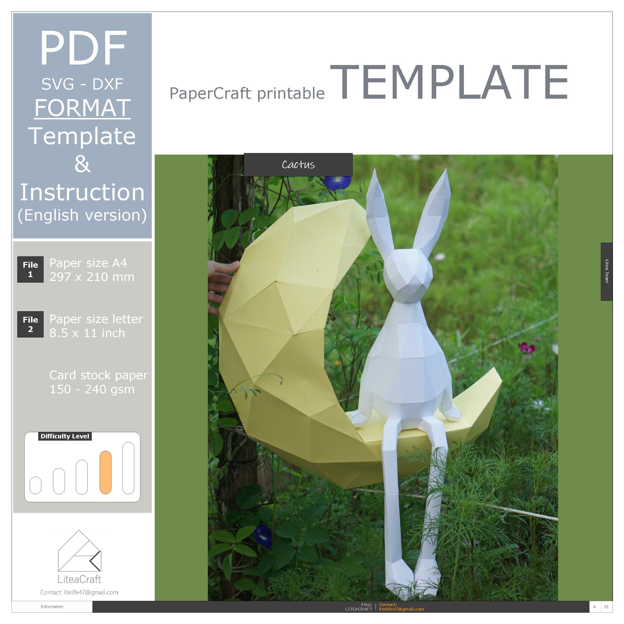 Bunny Papercraft 3D DIY Low Poly, Easter Rabbit Decor, Papercraft ...