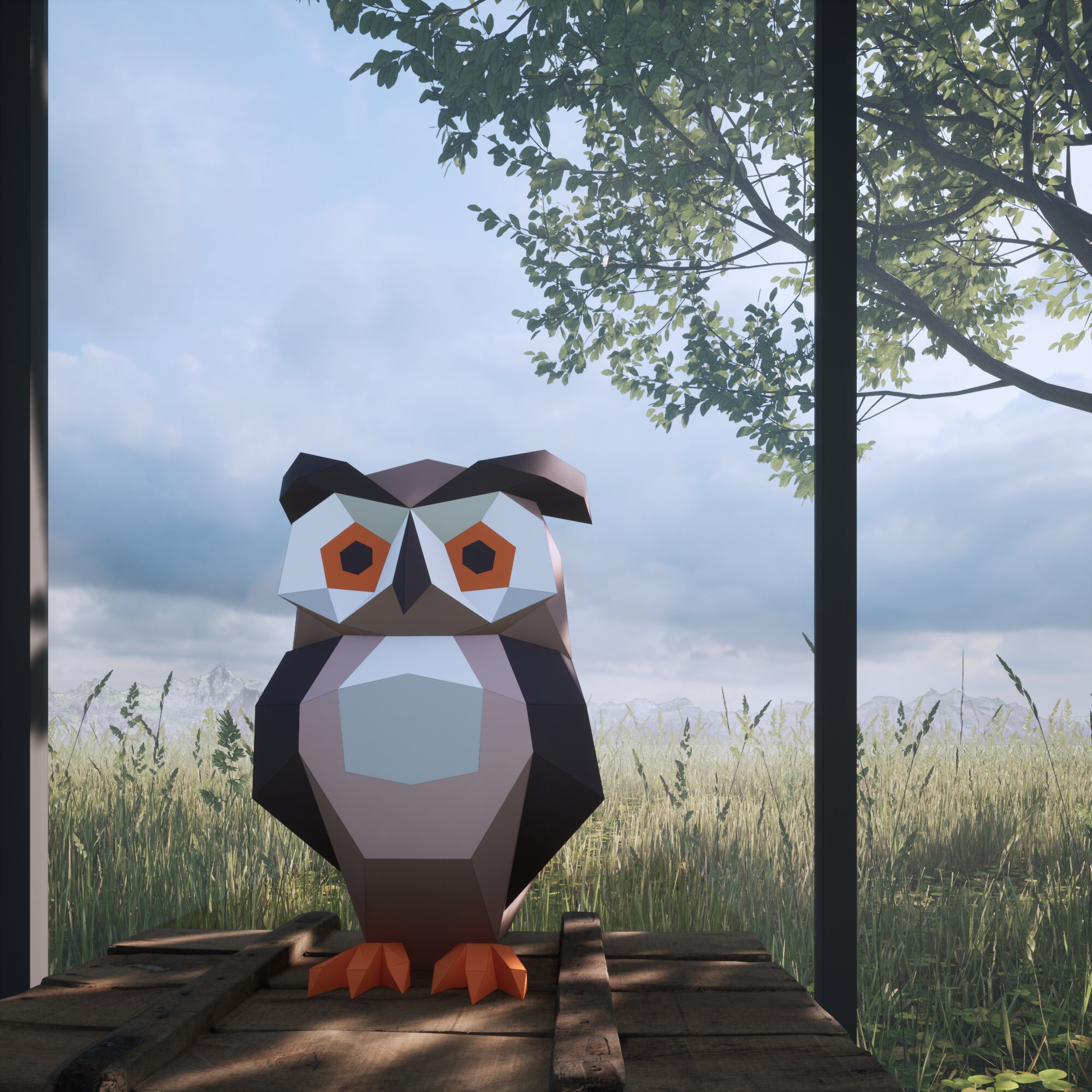 Papercraft Owl, Paper Craft Owl Mode, Low Poly Owl Sculpture, 3d Prints ...