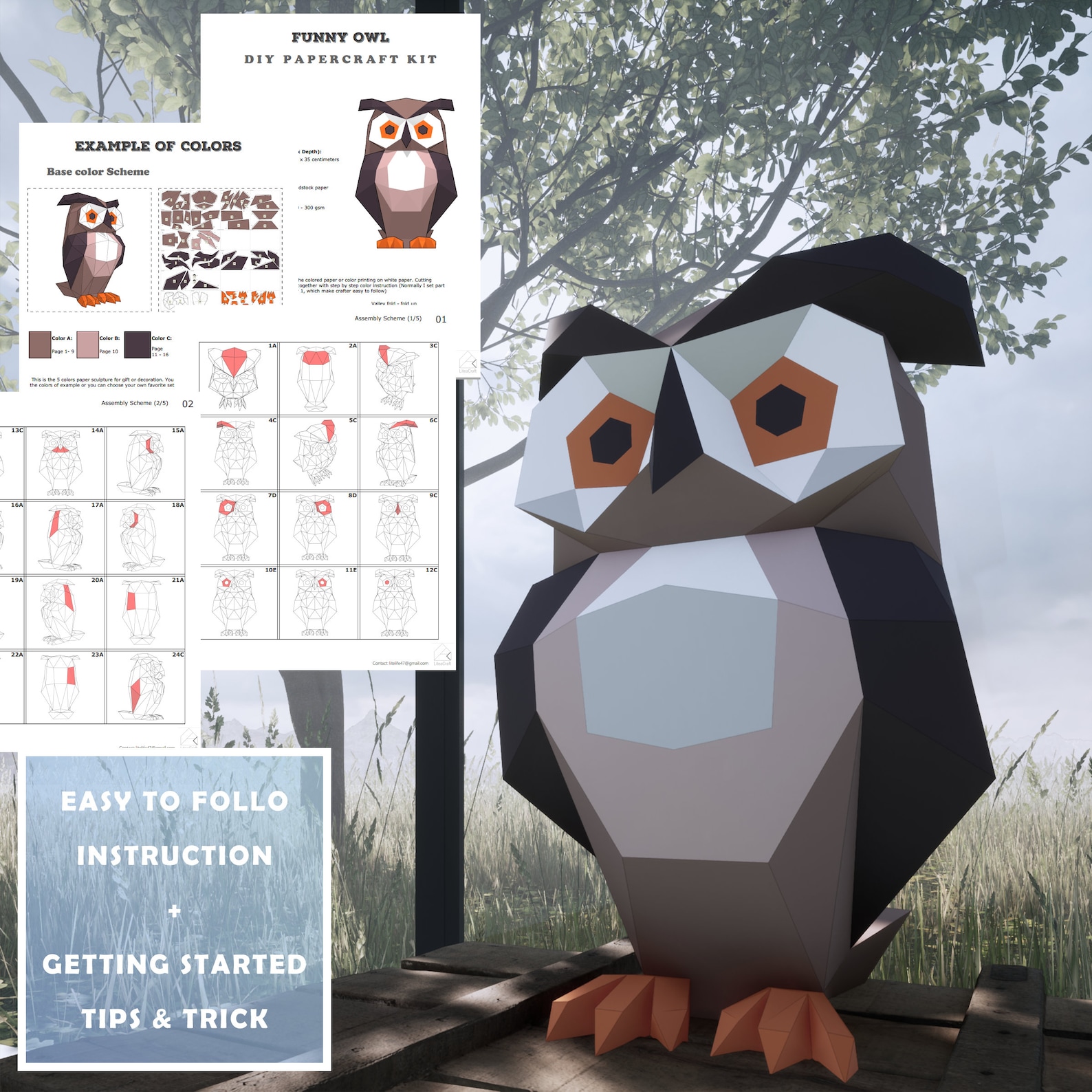 Papercraft Owl, Paper Craft Owl Mode, Low Poly Owl Sculpture, 3d Prints ...