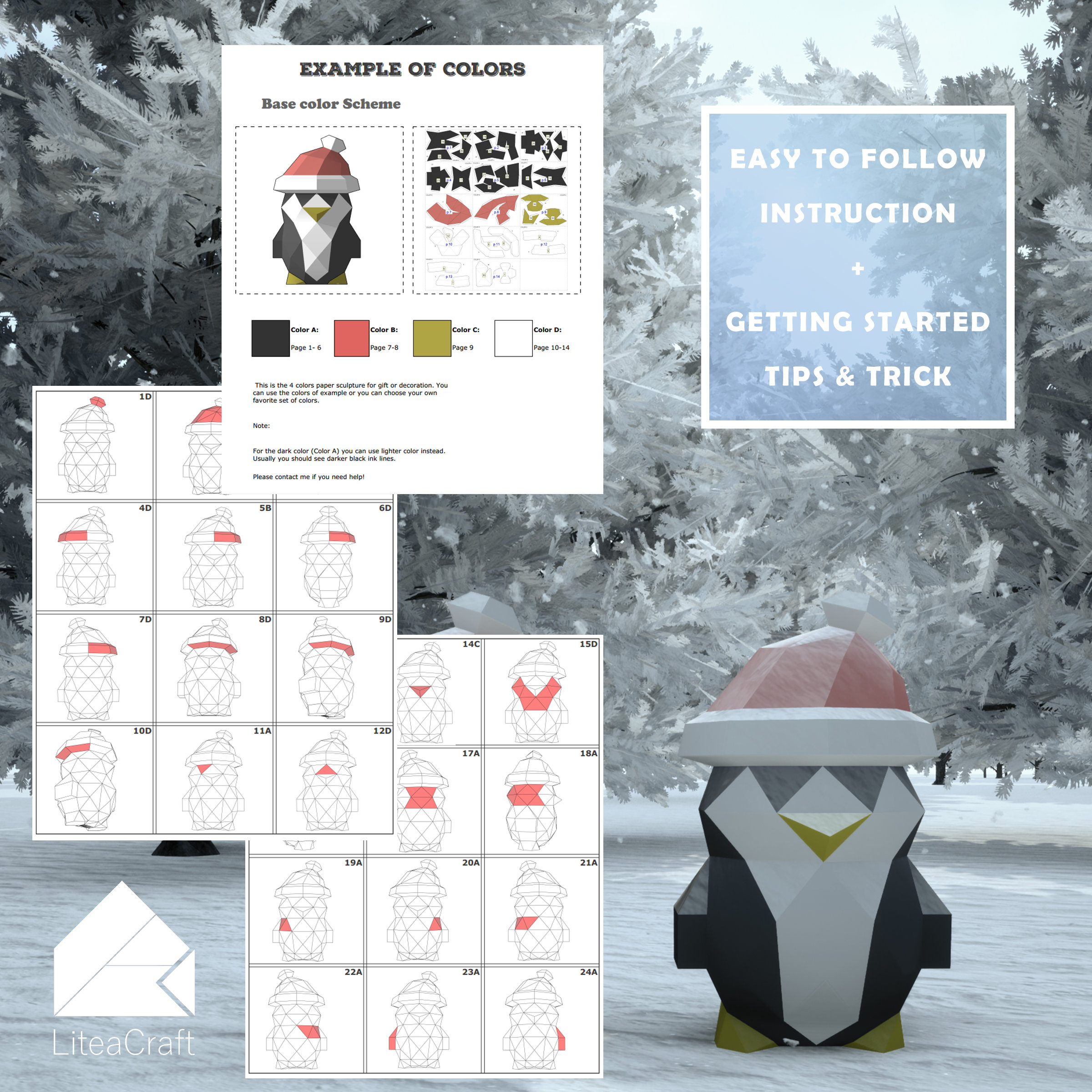 Papercraft Christmas Penguin 3D Papercraft Print CHRISTMAS | Etsy