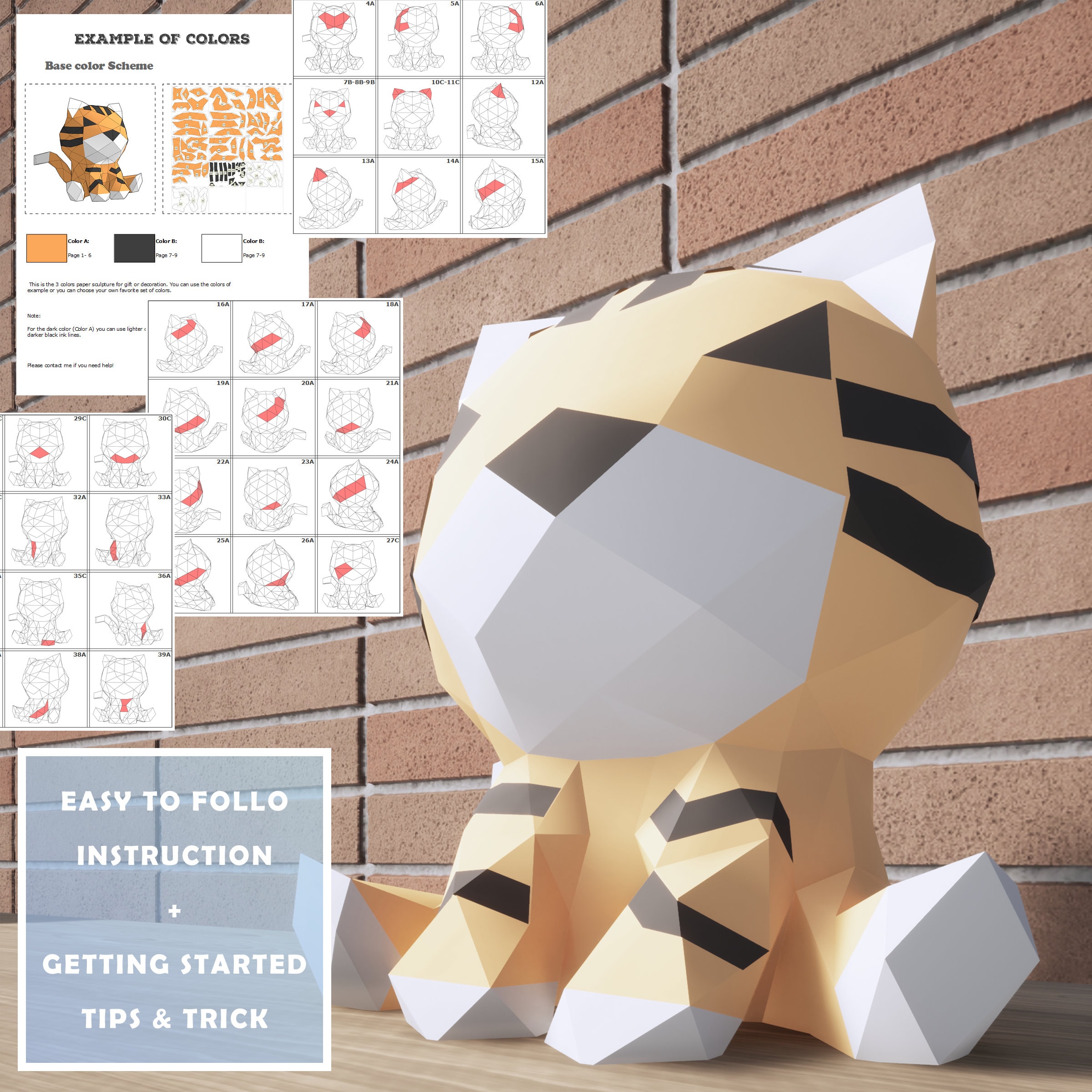 Tiger Papercraft, Tiger 3d Printed, Cute Tiger, DIY Craft, Origami ...