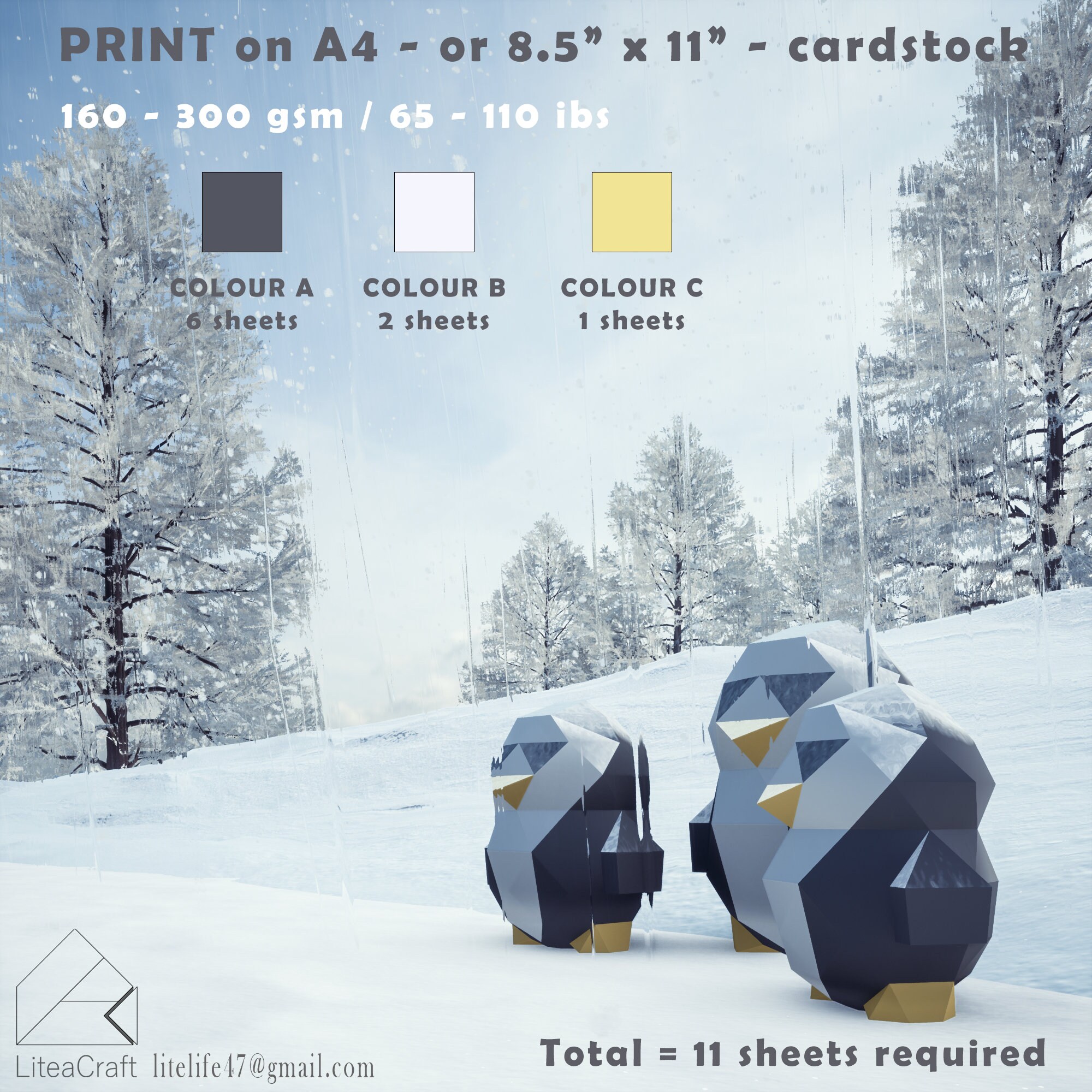 Papercraft Penguin 3D Papercraft Print Christmas Penguin 3D - Etsy ...