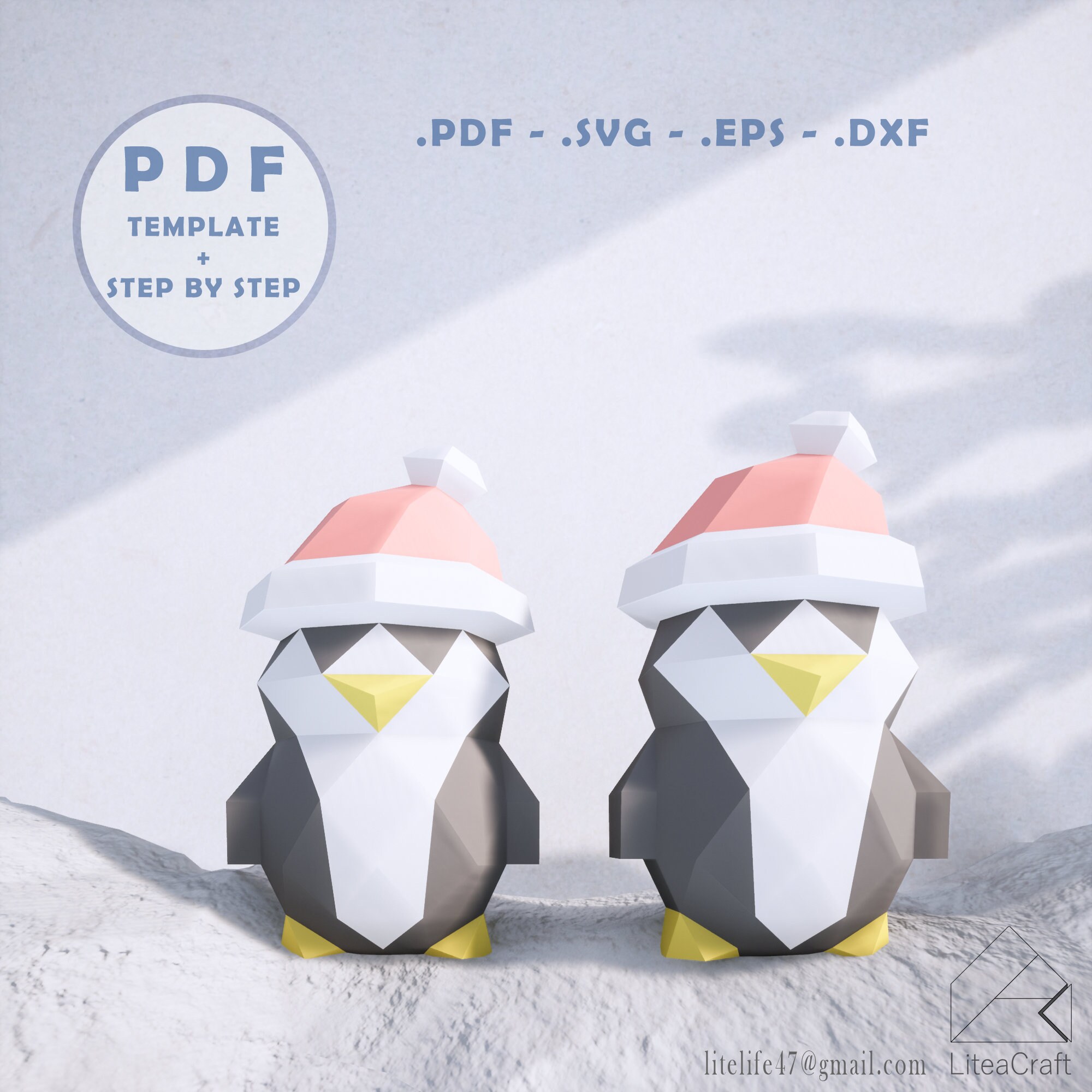 Papercraft Christmas Penguin 3D Papercraft Print CHRISTMAS | Etsy