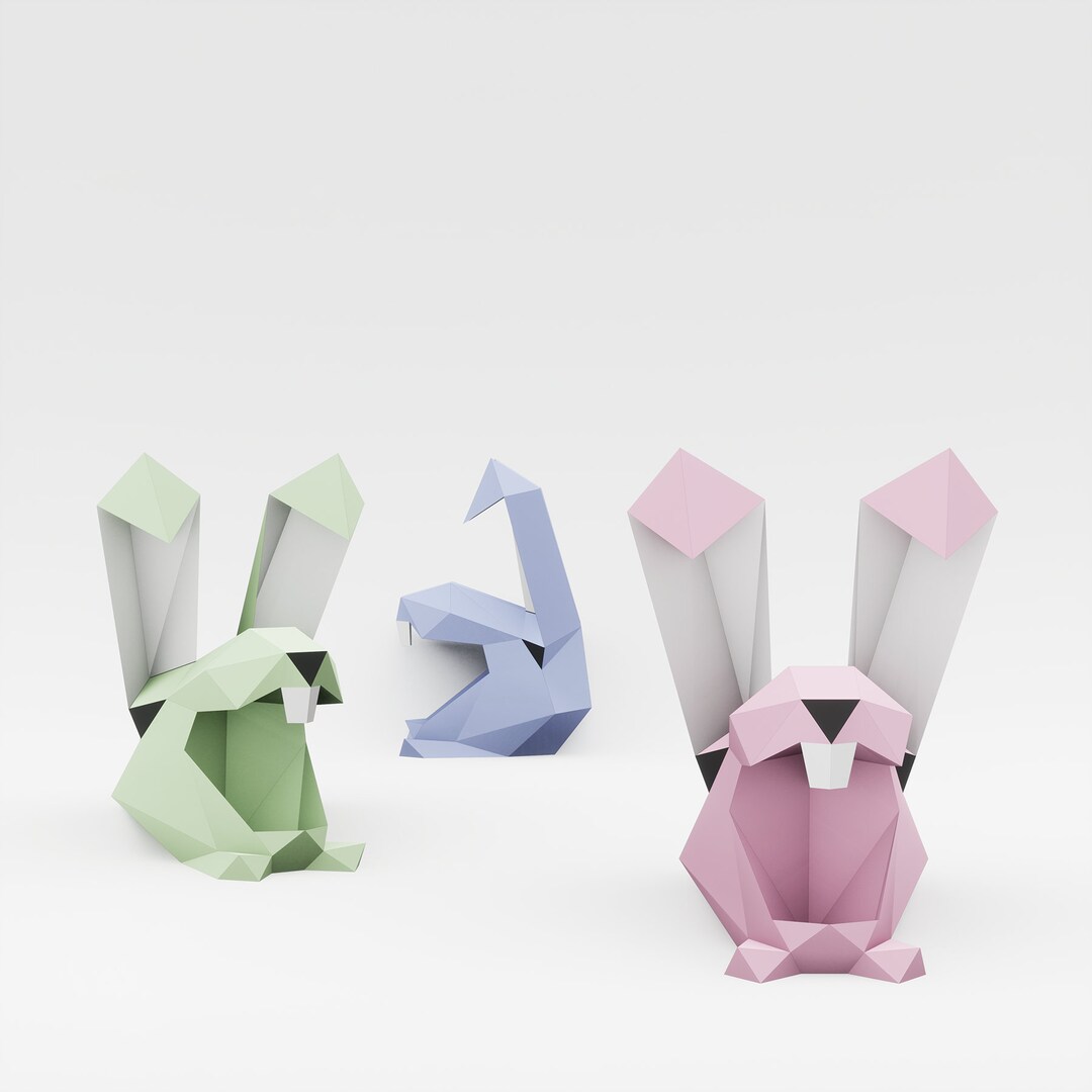 Rabbit Papercraft 3D DIY, Easter Rabbit Decor, Year of the Rabbit ...