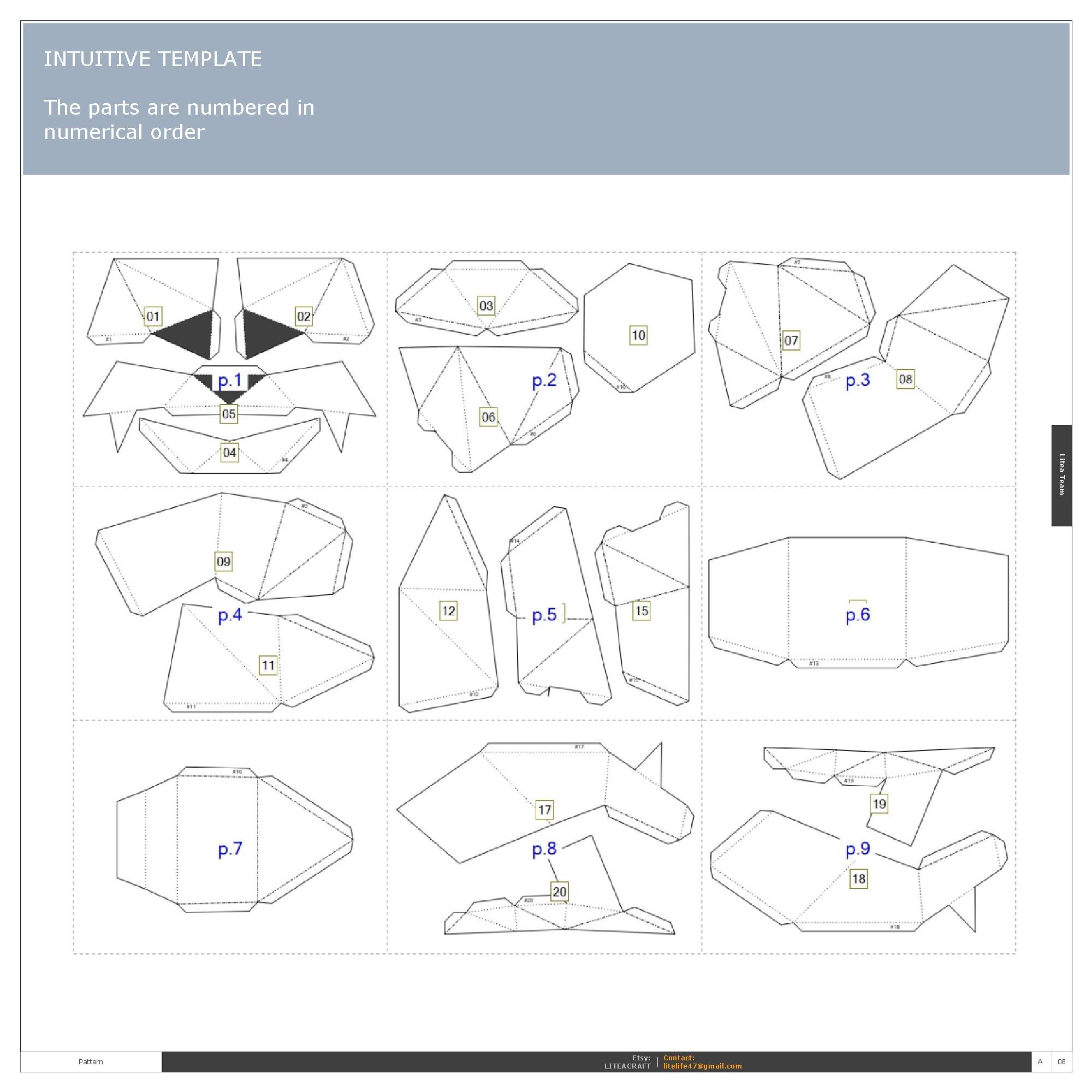 Cat Papercraft 3D DIY Low Poly, Cat Decor, Papercraft Template Cat PDF ...