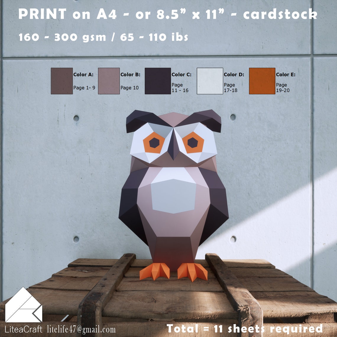 Papercraft Owl, Paper Craft Owl Mode, Low Poly Owl Sculpture, 3d Prints ...