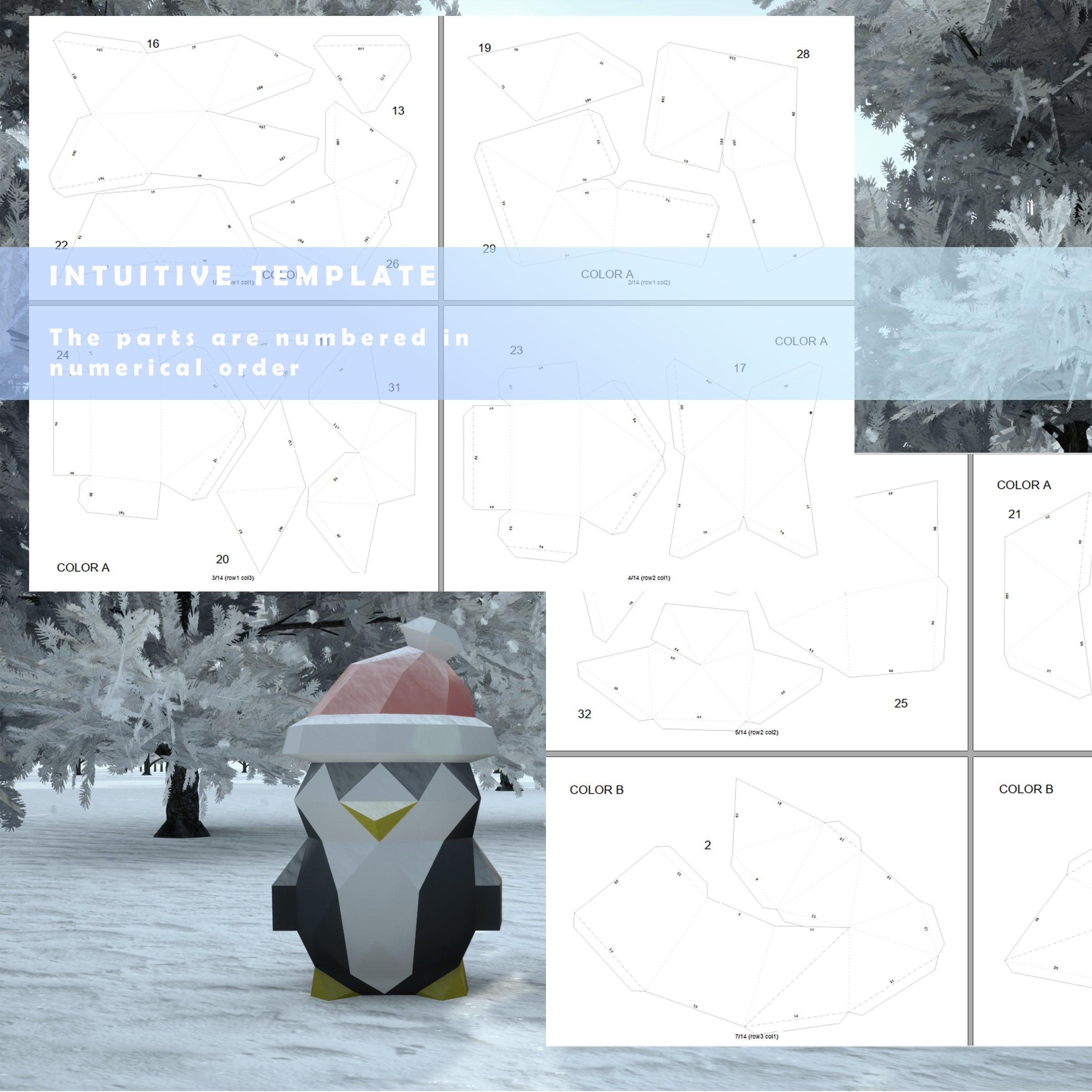 Papercraft Christmas Penguin 3D Papercraft Print CHRISTMAS | Etsy