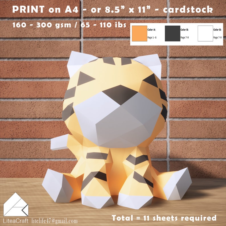 Tiger Papercraft, Tiger 3d Printed, Cute Tiger, DIY Craft, Origami ...