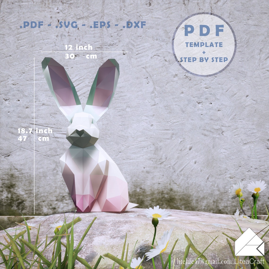 Bunny Papercraft 3D DIY Low Poly Easter Rabbit Decor - Etsy Canada