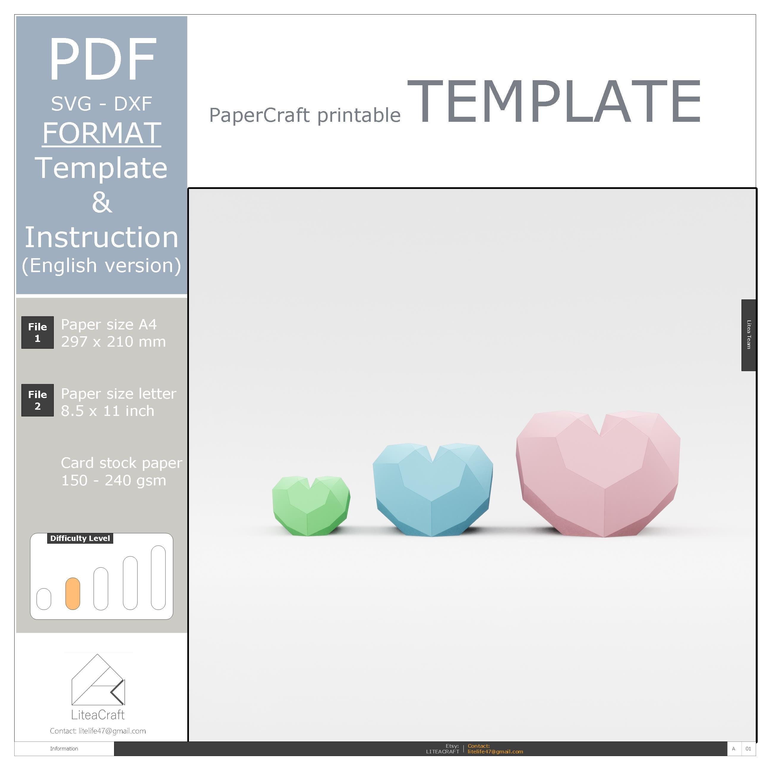 Paper Craft Wing With Heart, Papercraft 3D Decor, DIY Gift Love ...