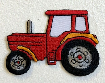 Red Farm Tractor Embroidered Patch Iron on Applique - Etsy
