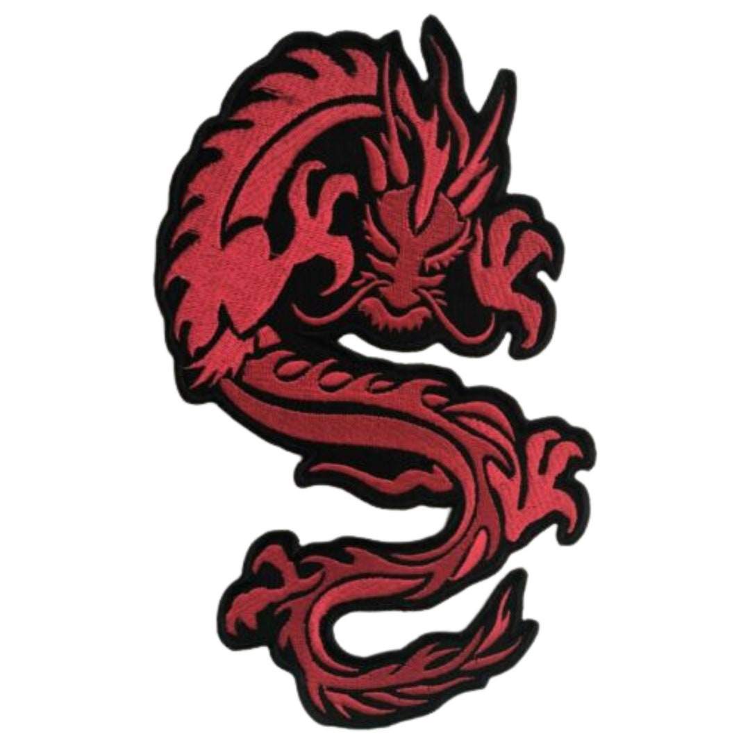 Chinese Tribal Tattoo Red Dragon Iron on Sew on Embroidered Patch ...